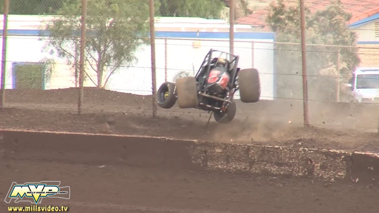 June 11, 2016 – USAC/CRA – Perris Auto Speedway – Max Adams crash ...